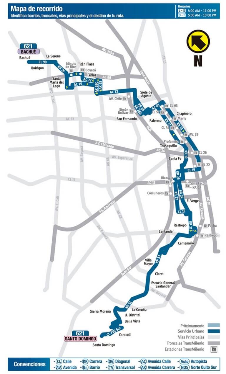 Ruta 621 SITP - Rutas Transmilenio y Rutas SITP de Bogotá