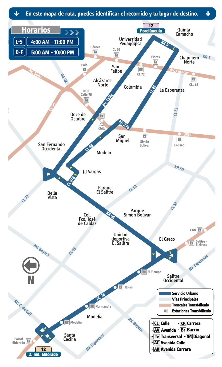 Ruta 12 SITP - Rutas Transmilenio y Rutas SITP de Bogotá