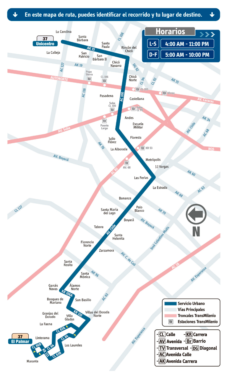 Ruta 37 SITP - Rutas Transmilenio y Rutas SITP de Bogotá