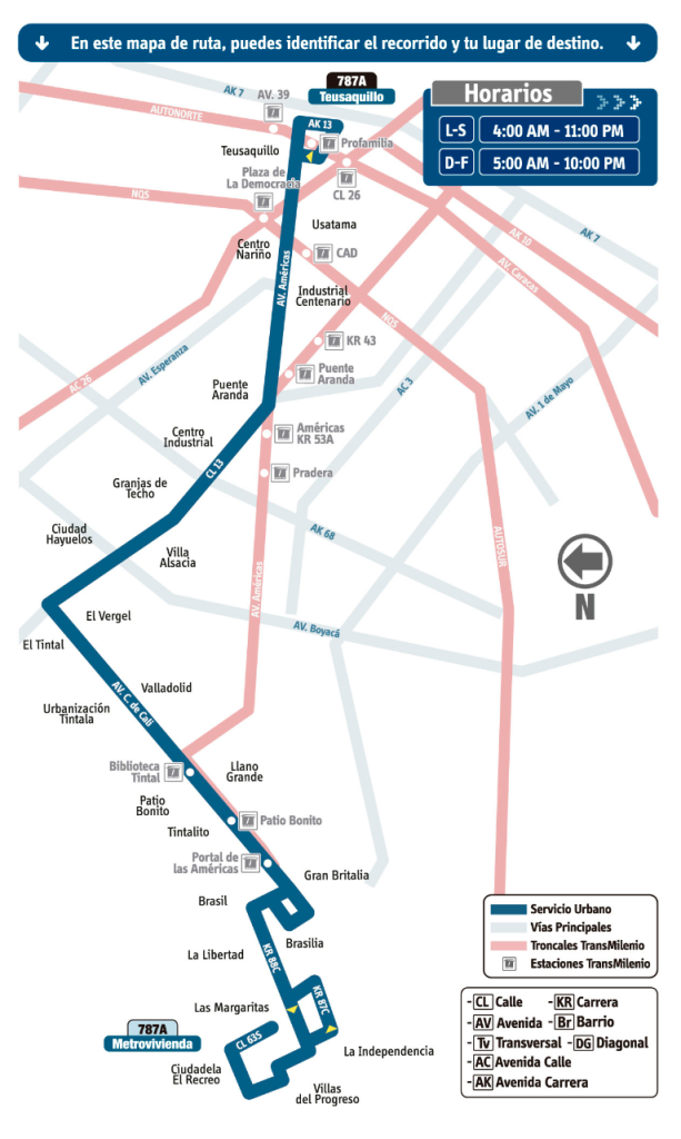 Ruta 787A Bosa - Centro - Rutas Transmilenio y Rutas SITP de Bogotá