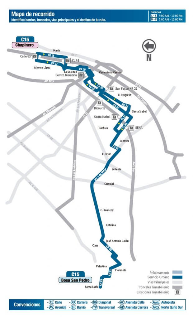 Ruta C15 sitp - Rutas Transmilenio y Rutas SITP de Bogotá