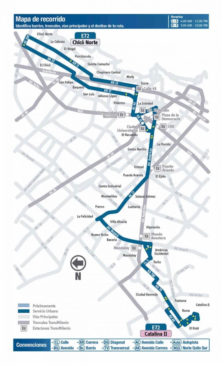 Ruta E72 SITP - Rutas Transmilenio y Rutas SITP de Bogotá