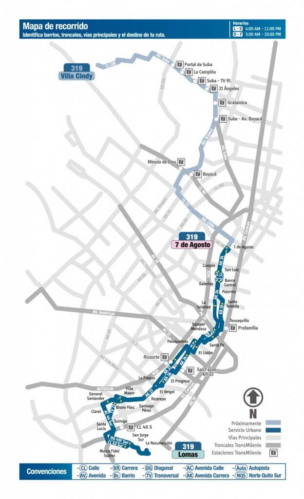 Ruta 319 SITP - Rutas Transmilenio y Rutas SITP de Bogotá