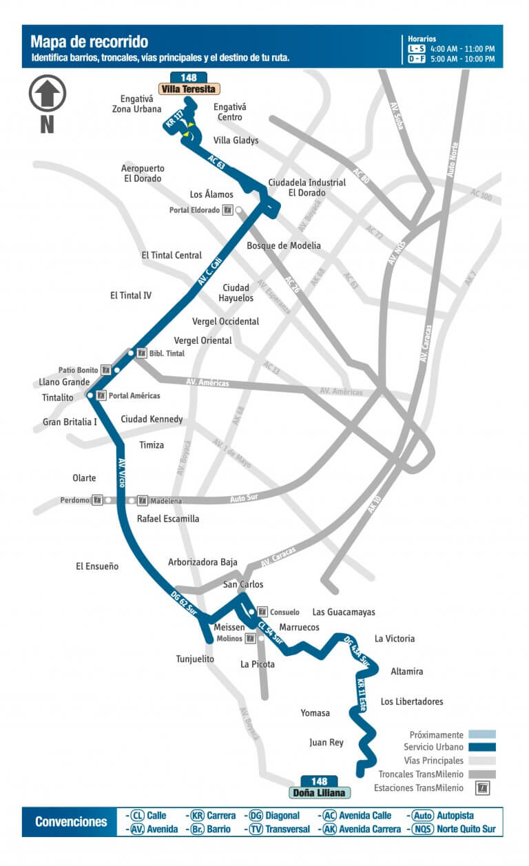 Ruta 148 SITP - Rutas Transmilenio y Rutas SITP de Bogotá