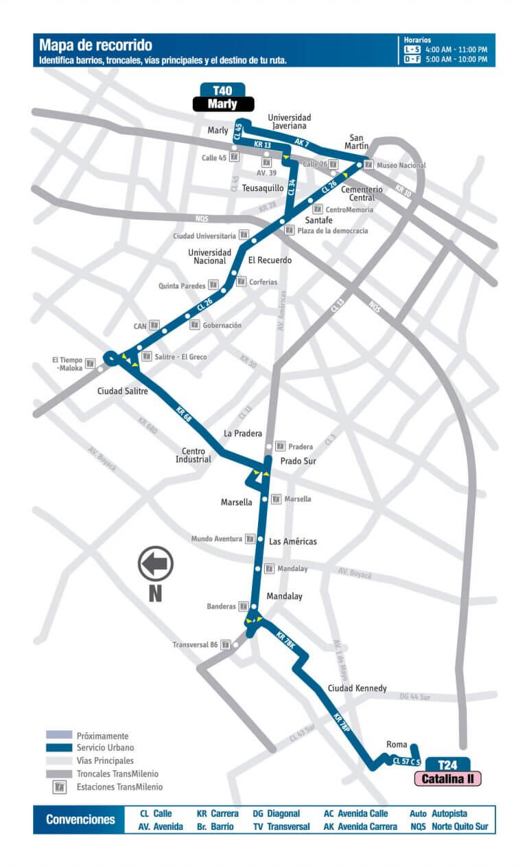 Ruta T40 SITP - Rutas Transmilenio y Rutas SITP de Bogotá